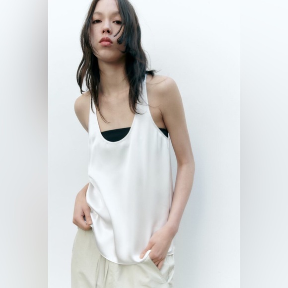 Zara | Tops | Nwt Zara Satin Effect Tank Top | Poshmark